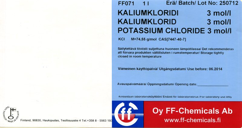 Potassium Chloride Solution 3 mol/l - FF-Chemicals