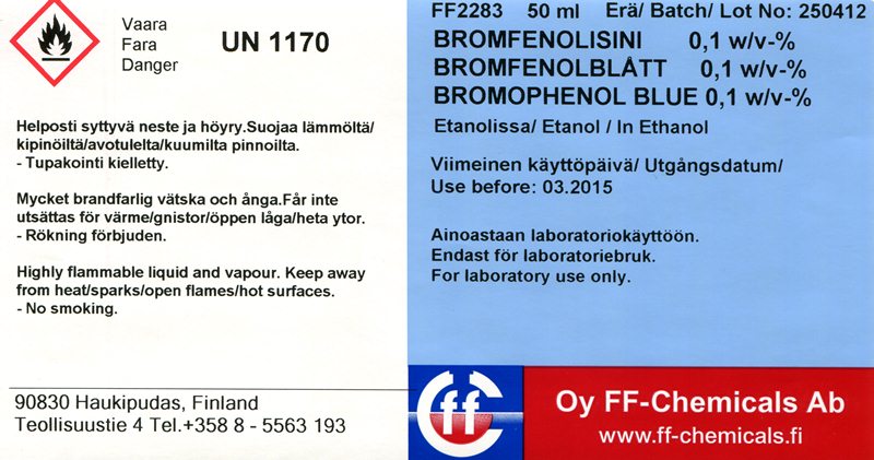 Bromophenol Blue Solution 0,1 w/v-% in Ethanol - FF-Chemicals
