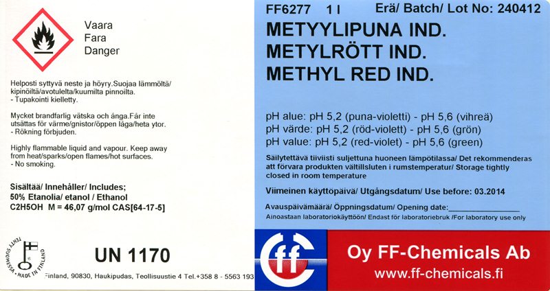 Methyl Red Indicator Solution - FF-Chemicals