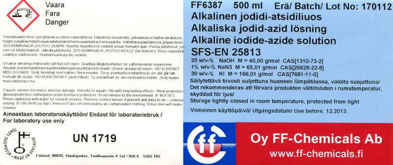 Alkaline Iodide-Azide Solution (SFS-EN 25813) - FF-Chemicals