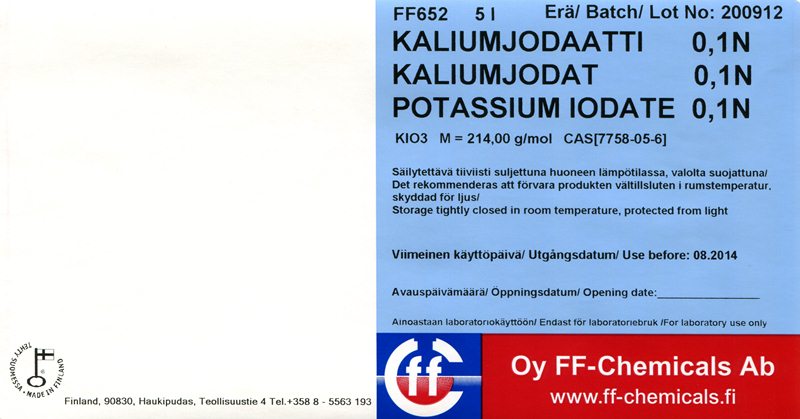 Potassium Iodate Solution 0,1N - FF-Chemicals
