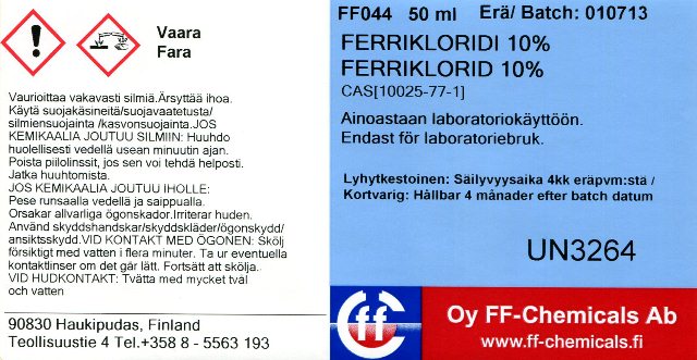 Ferrikloridi 10 w/v-% - FF-Chemicals