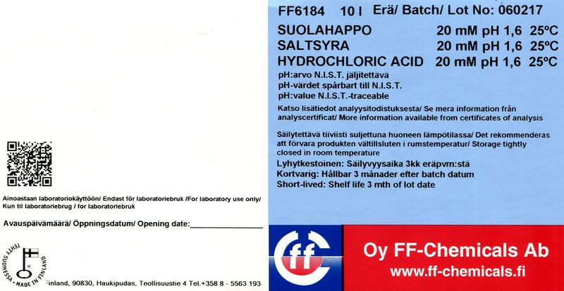 Suolahappo 20mM pH 1,6 - FF-Chemicals