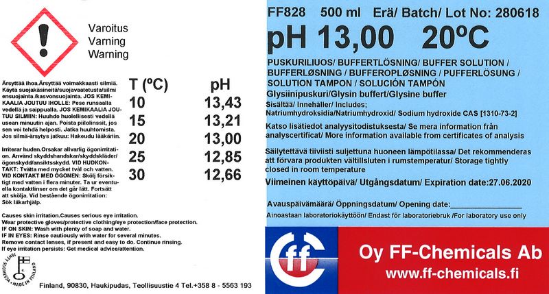 Buffer Solution pH 13,00 20°C (Clycine Buffer), Traceable to NIST - FF ...